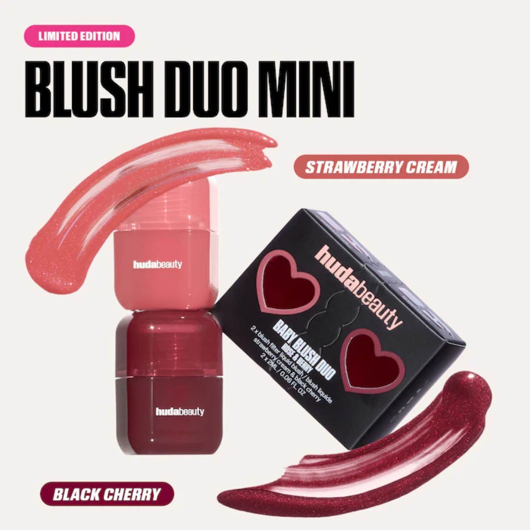 Kit de Blushes Huda Beauty Mini Baby Blush Duo Set | Strawberry Cream ...