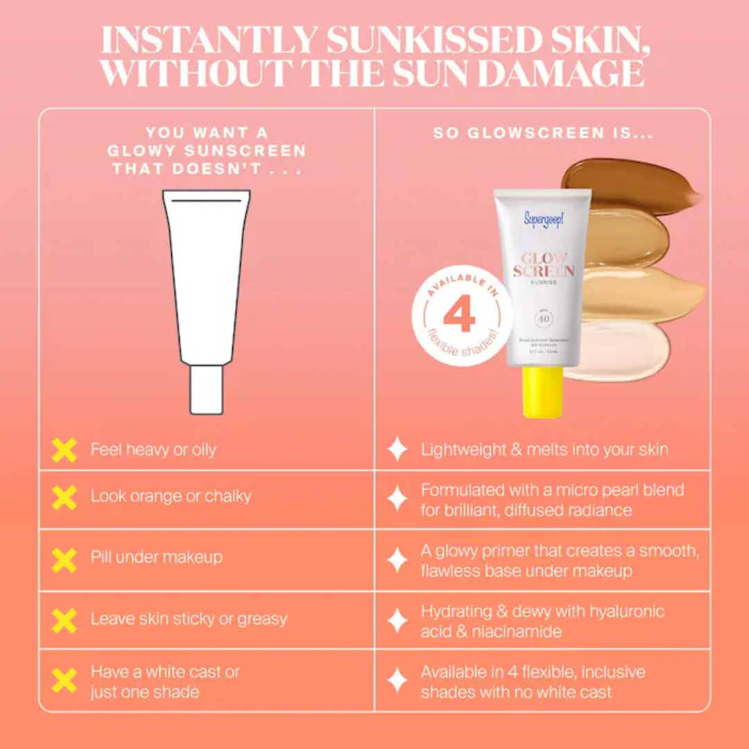 Protetor Solar Supergoop! Glowscreen SPF 40 Sunscreen with Hyaluronic ...