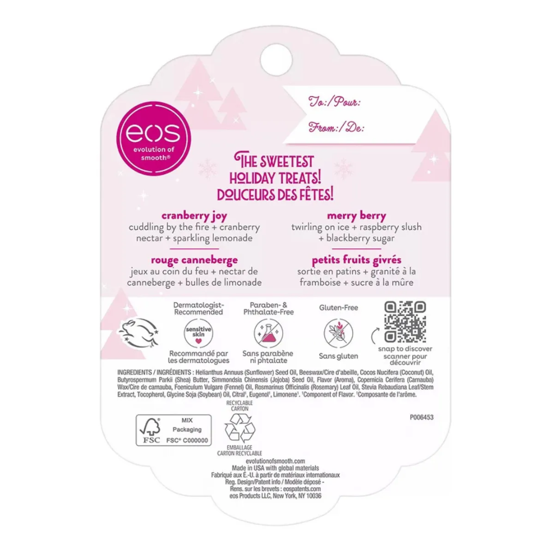 Duo Lip Balm EOS Holiday Collection Cranberry Joy & Merry Berry Lip ...