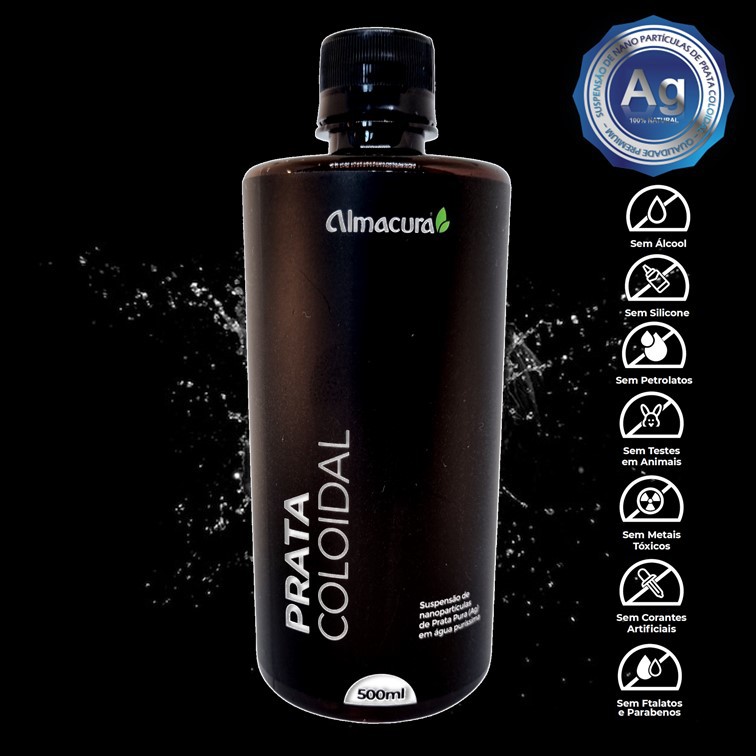 Prata Coloidal - 40PPM - 500ml - Almacura - Origem Mercado ...
