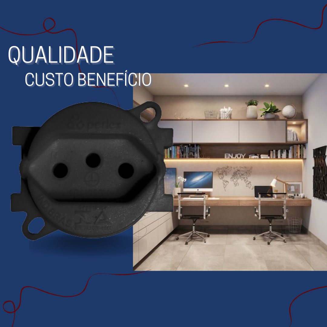 Tomada Para Piso 20A 110V Preta - Center Eletrica - Center Elétrica - Loja de Materiais Elétricos