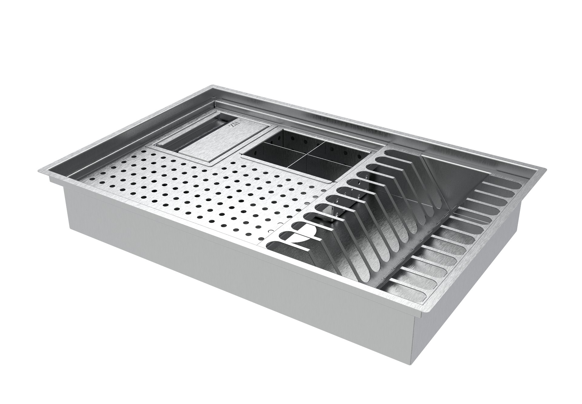 Escorredor Embutido Calha Inox Úmida 60x40cm Com Tampa - HZ