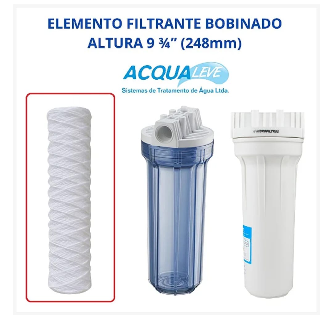 Elemento filtrante Bobinado 10 micra altura 9,75" - Acqua Leve - A sua ...