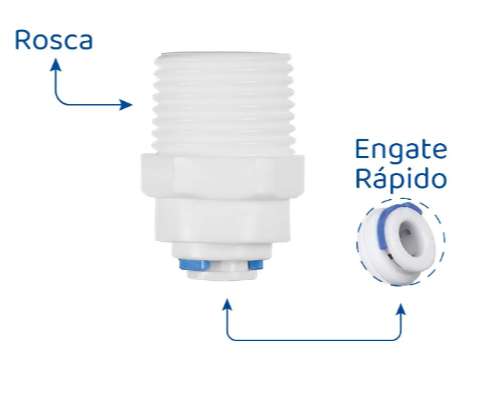 Conector rosca externa 1/2'' e engate rápido 1/4" - Acqua Leve - A sua ...