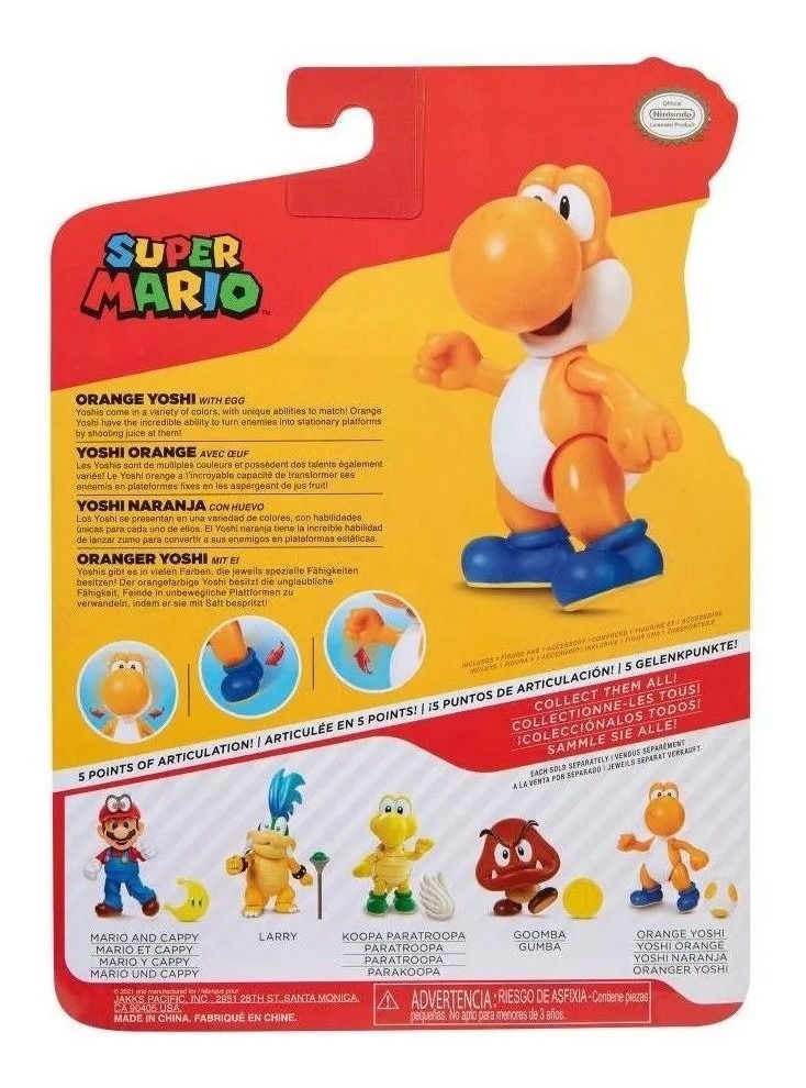 Super Mario Boneco Orange Yoshi 4 Polegadas 3007 - Candide - Game1 ...
