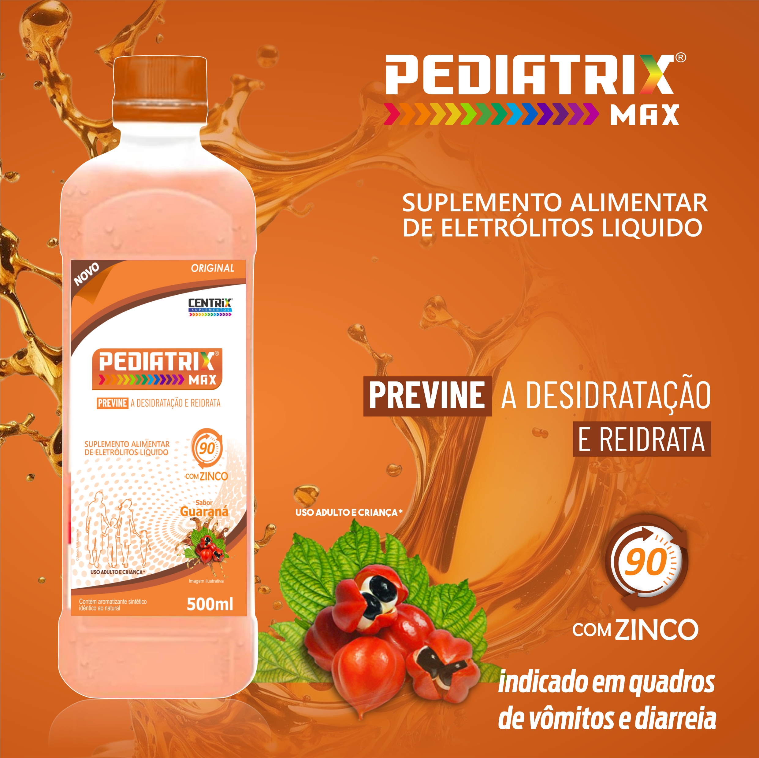 REIDRATANTE PEDIATRIX GUARANA SORO 500ml Caixa Com 12 Und. - Centrix ...