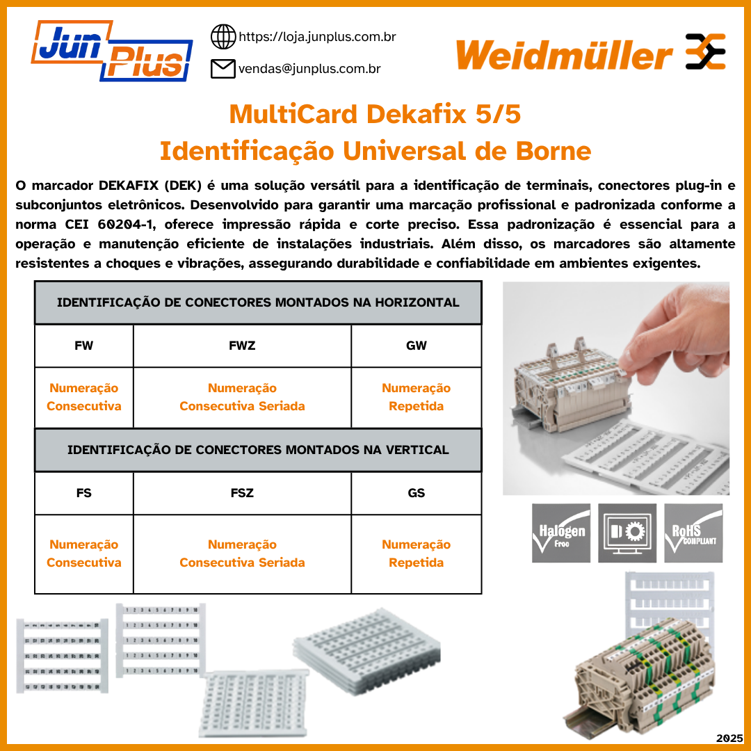 Weidmüller Dekafix FSZ 5/5 – Identificador de Borne Vertical (Cartela ...