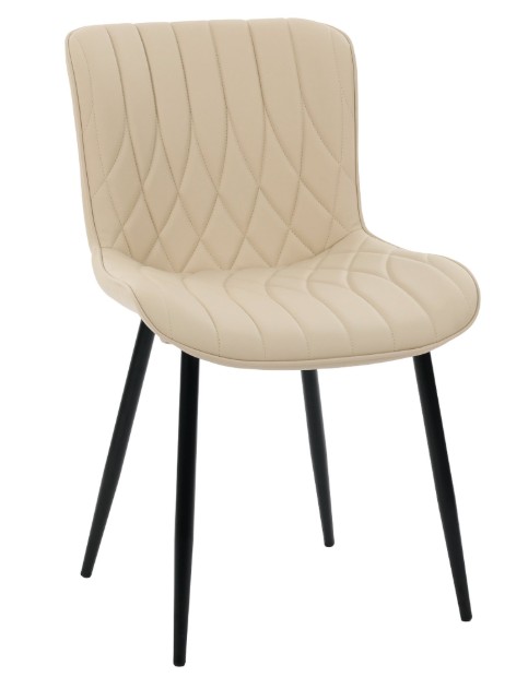 Par de Cadeiras Flexy Zari em Metal e PU Pés Pretos Estofado Bege - Dietrich Escritórios e Gamer