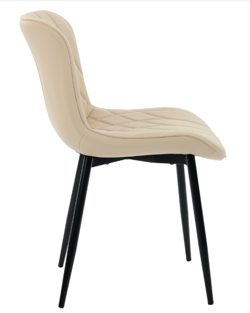 Par de Cadeiras Flexy Zari em Metal e PU Pés Pretos Estofado Bege - Dietrich Escritórios e Gamer