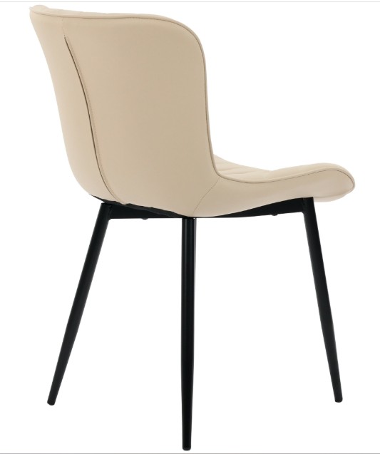 Par de Cadeiras Flexy Zari em Metal e PU Pés Pretos Estofado Bege - Dietrich Escritórios e Gamer