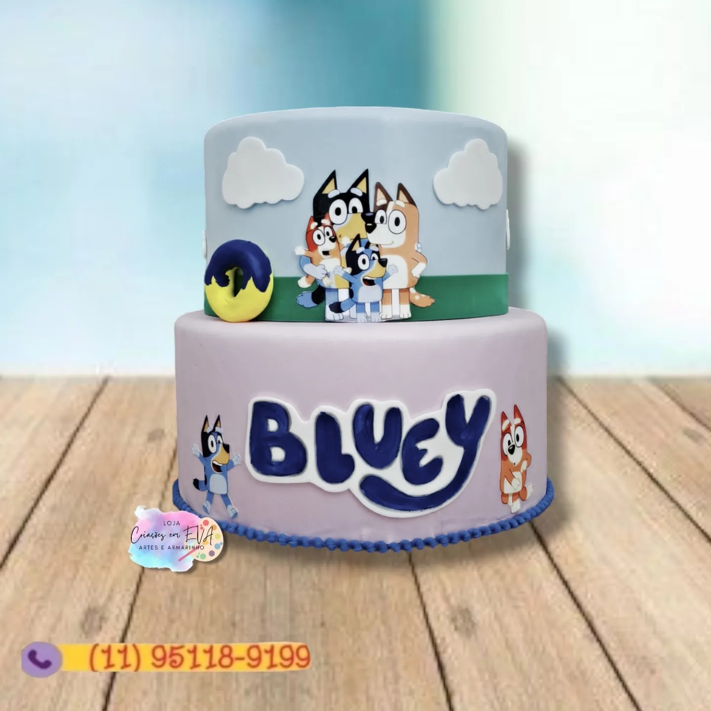 Bolo Fake Bluey - Bluey Festa Infantil - Criações em EVA
