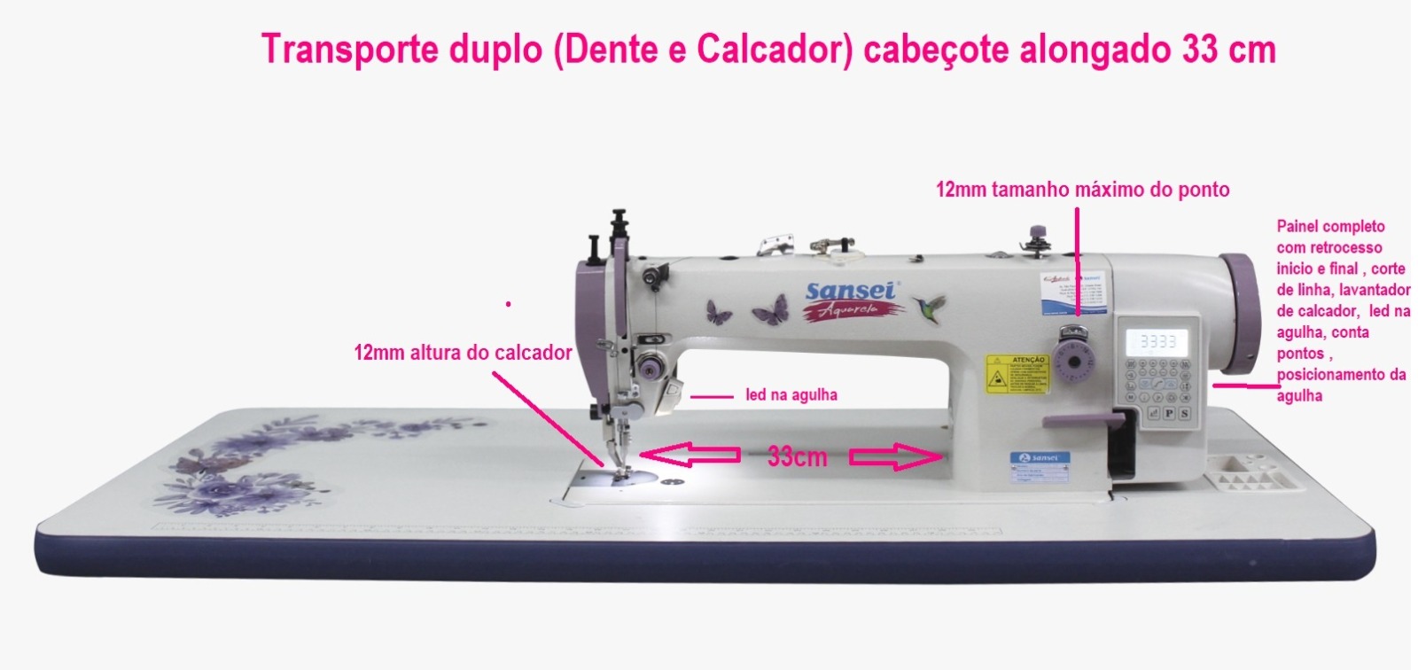 MÁQUINA DE COSTURA TRANSPORTE DUPLO DIRECT DRIVE ELETRÔNICA SANSEI ...