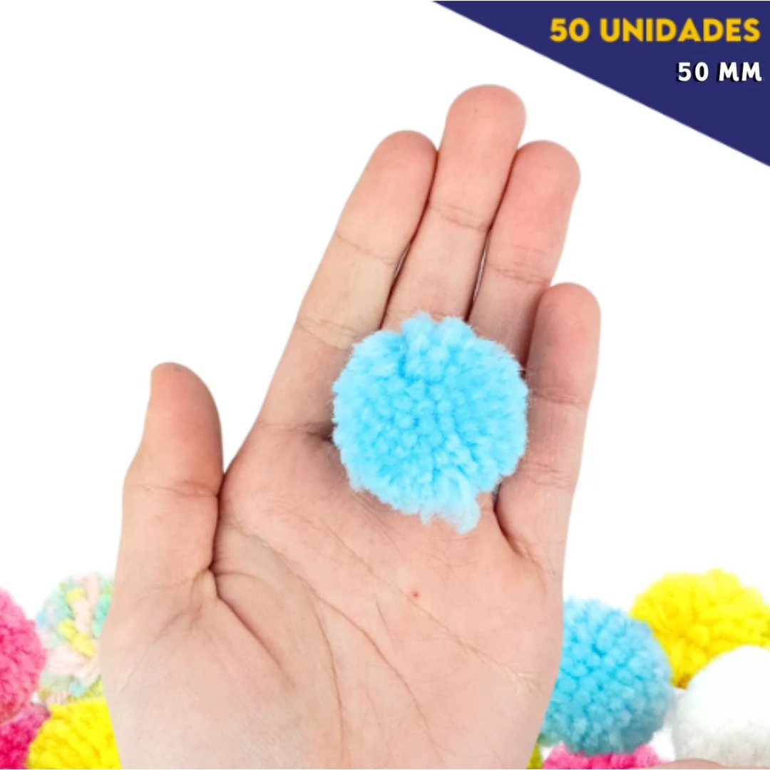 Pom Pom De Lã Fofinho - 50mm - Pct C/50 Unid. COR: MIX-DE-CORES - Casa ...