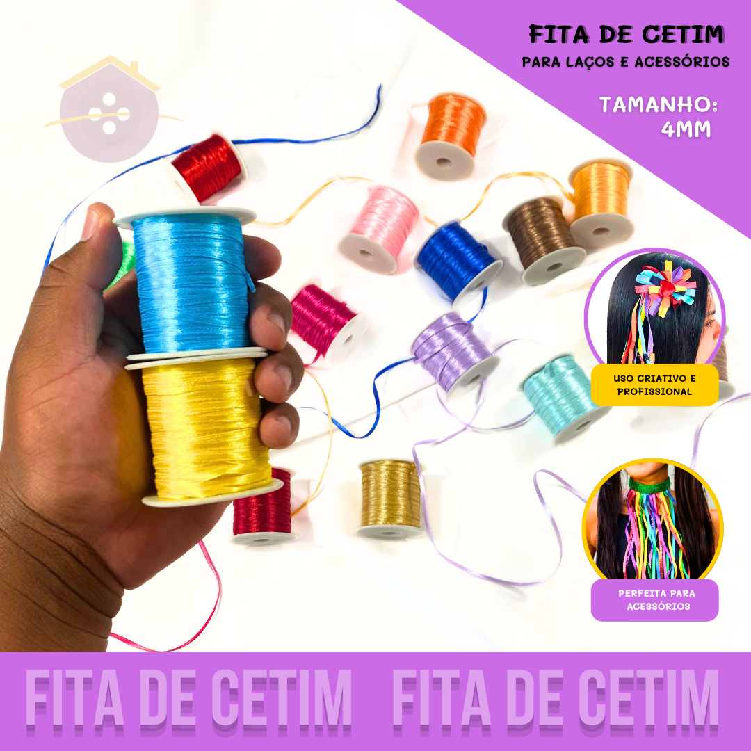 Fita de Cetim Lisa - 4mm - Rolo C/100 Mts COR:ROSA-BEBE - Casa Criativa ...