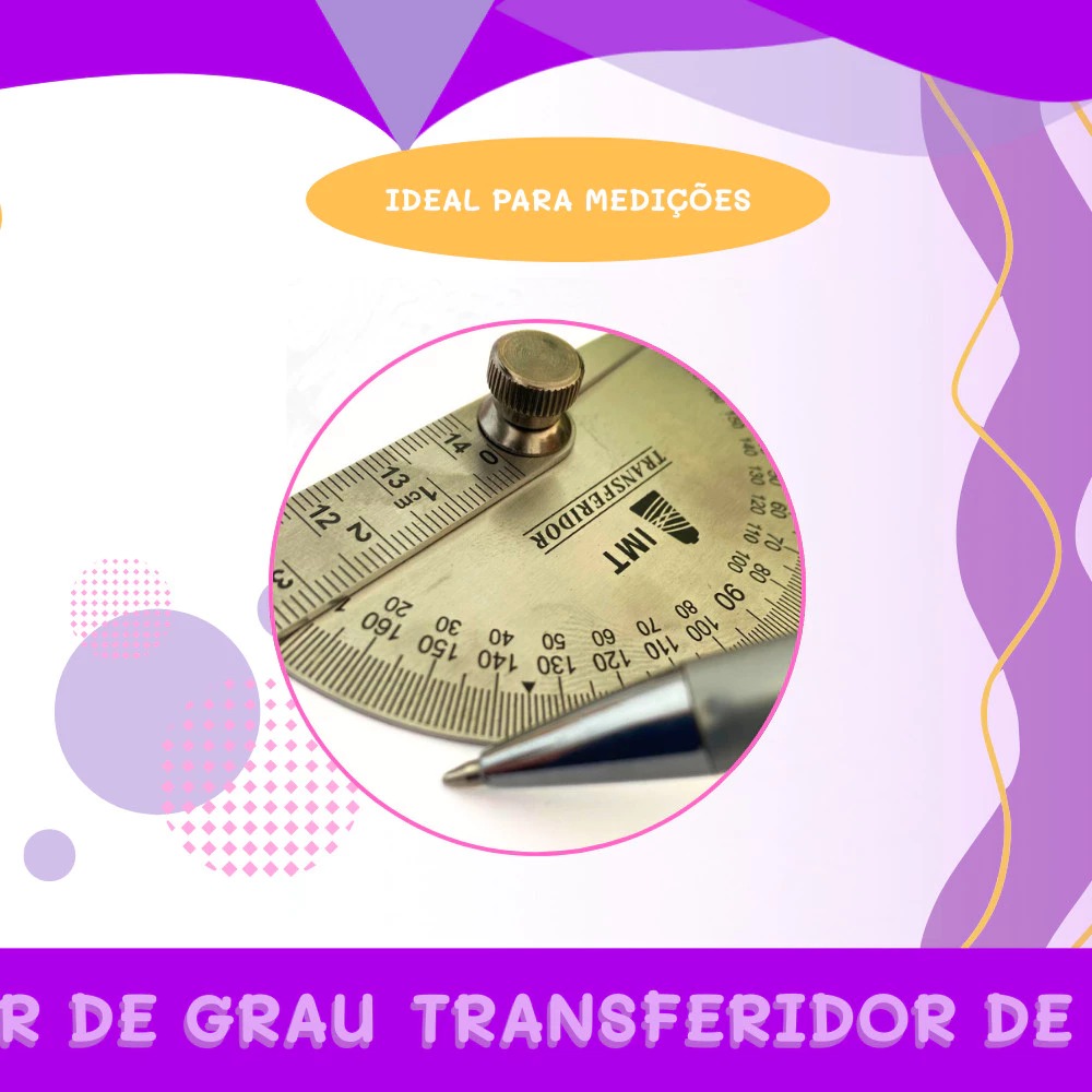 Transferidor de Grau Inox 180° - 90x150mm | Precisão | Engenharia ...