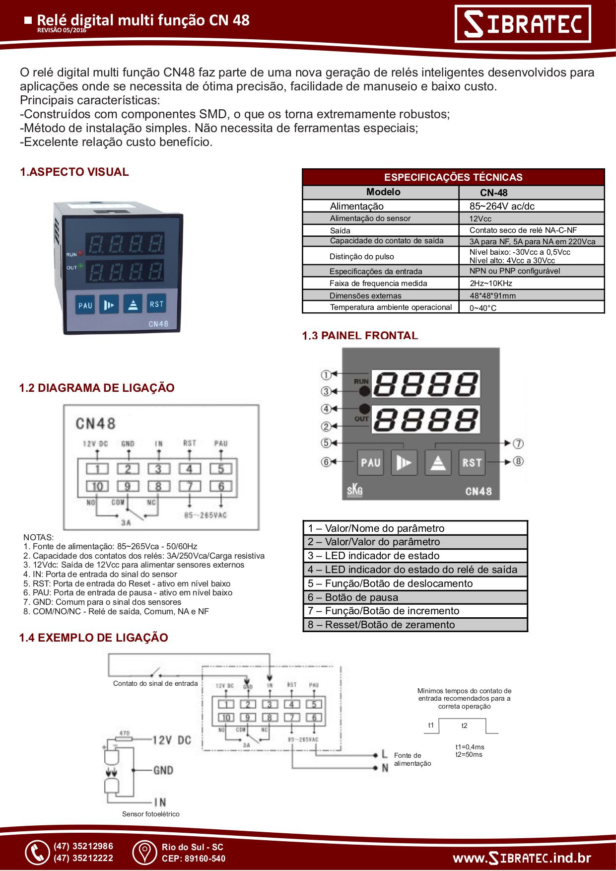 Relé Multifunção CN48-I SIBRATEC | Elétrica Suzuki - Elétrica Suzuki