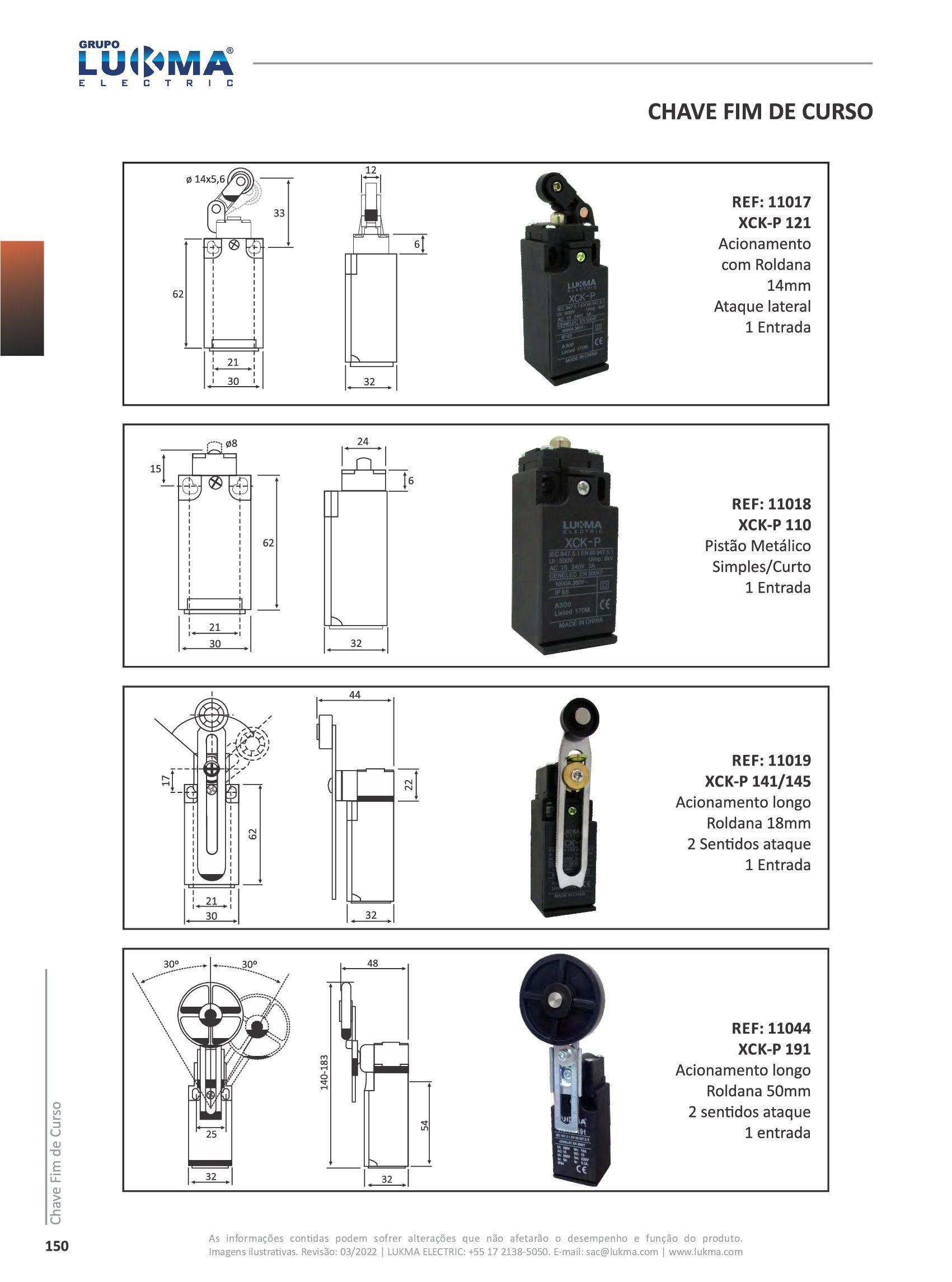 CHAVE FIM CURSO XCK-P121 ALAVANCA C/ ROLDANA LATERAL NA NF LUKMA ...