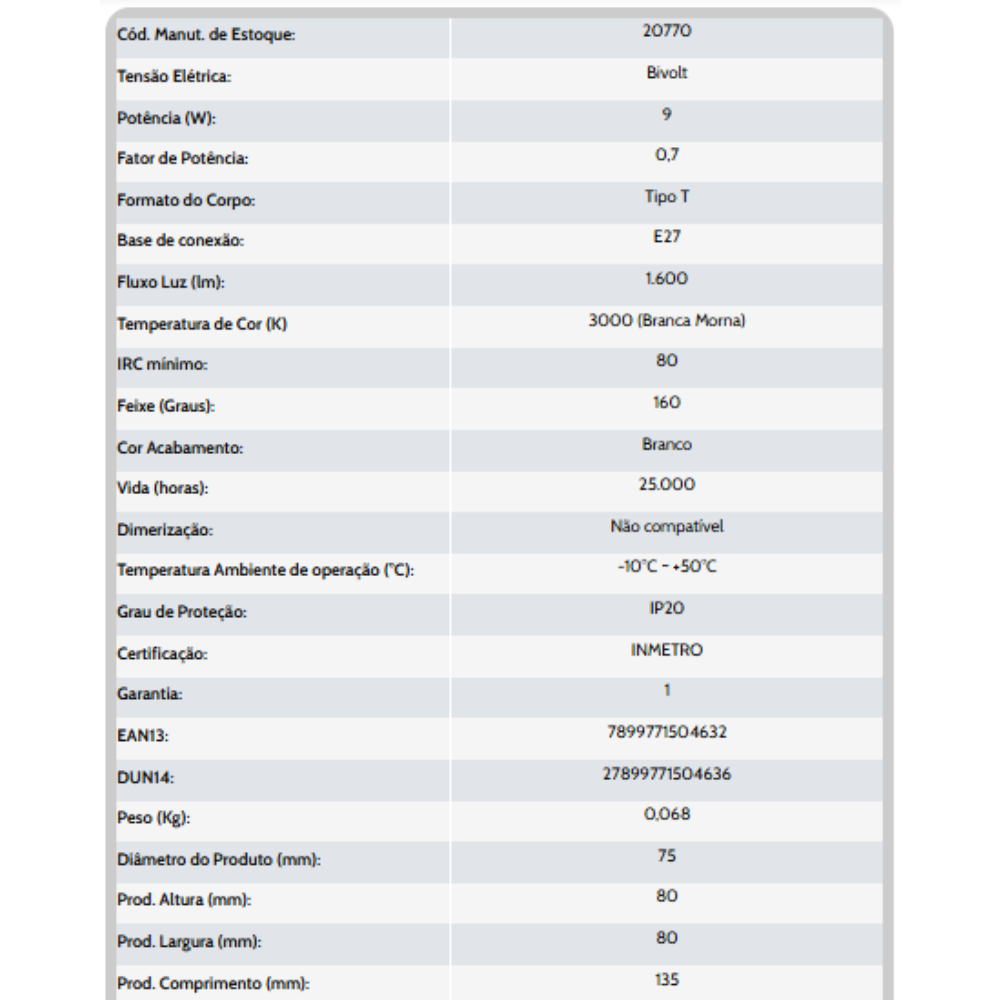 KIT 10 LAMPADA SUPERLED 9W E27 3000K BRANCO QUENTE BIVOL E27 OUROLUX ...