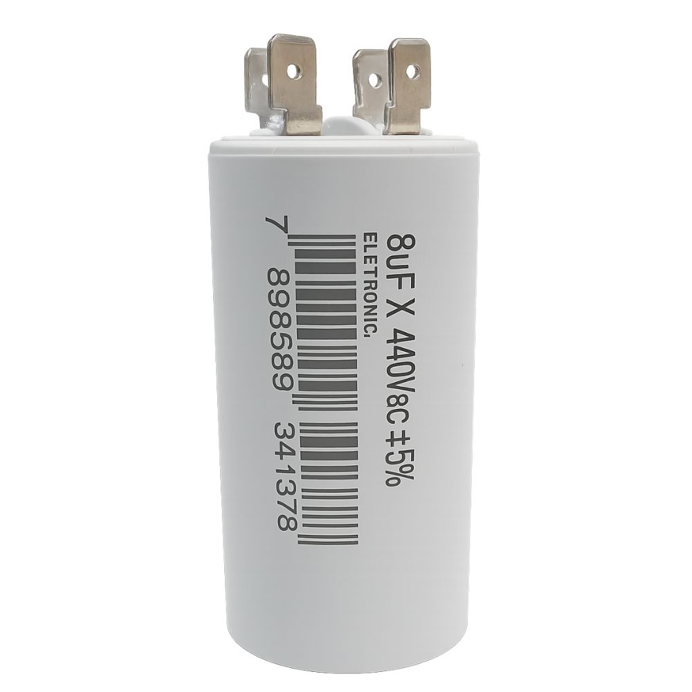KIT 5 CAPACITOR 8uF 440V PERMANENTE METALIZADO C/ TERMINAL USO GERAL ...