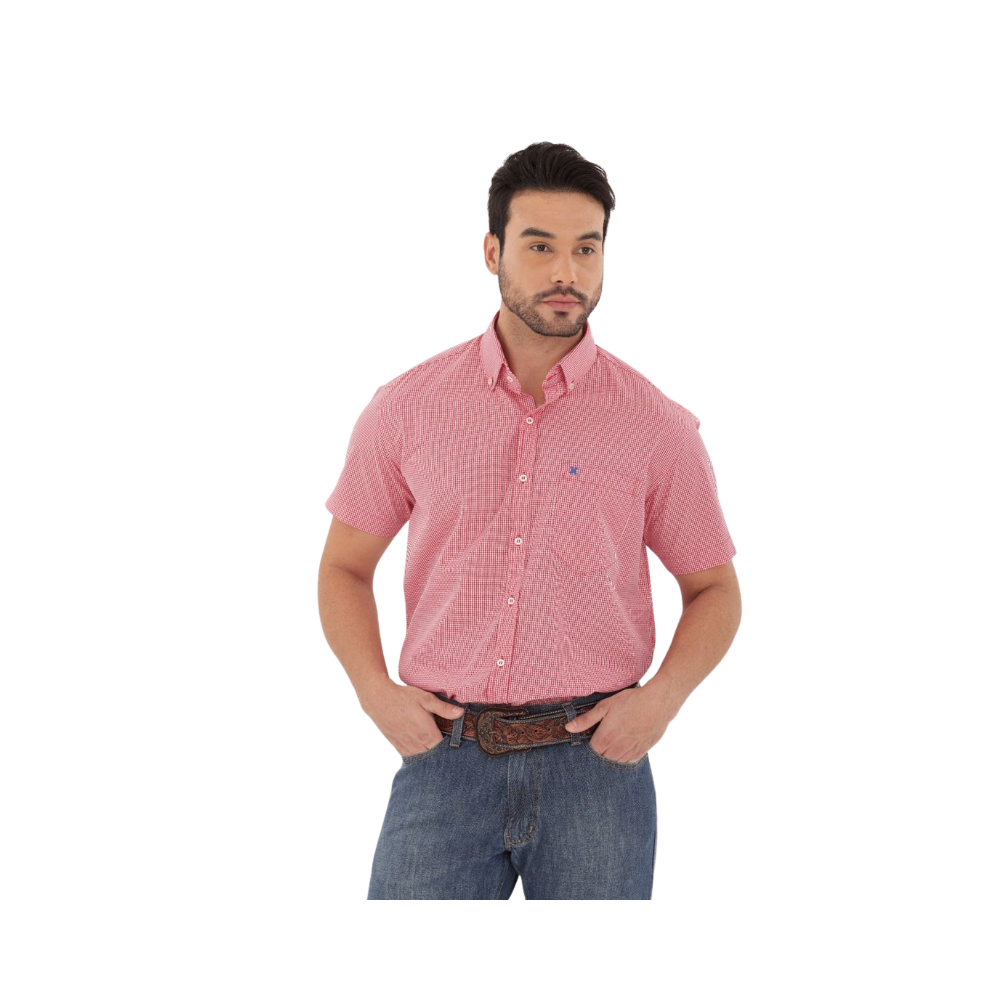 Camisa Manga Curta TXC Masculina Xadrez Vermelha 2705C - Teras Country