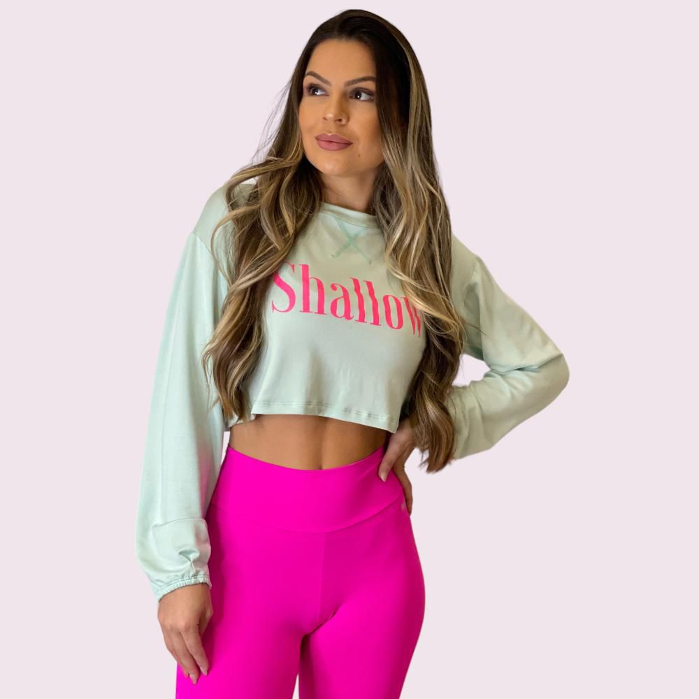 Cropped Manga Longa Shallow Verde Candy - Shallow Beachwear