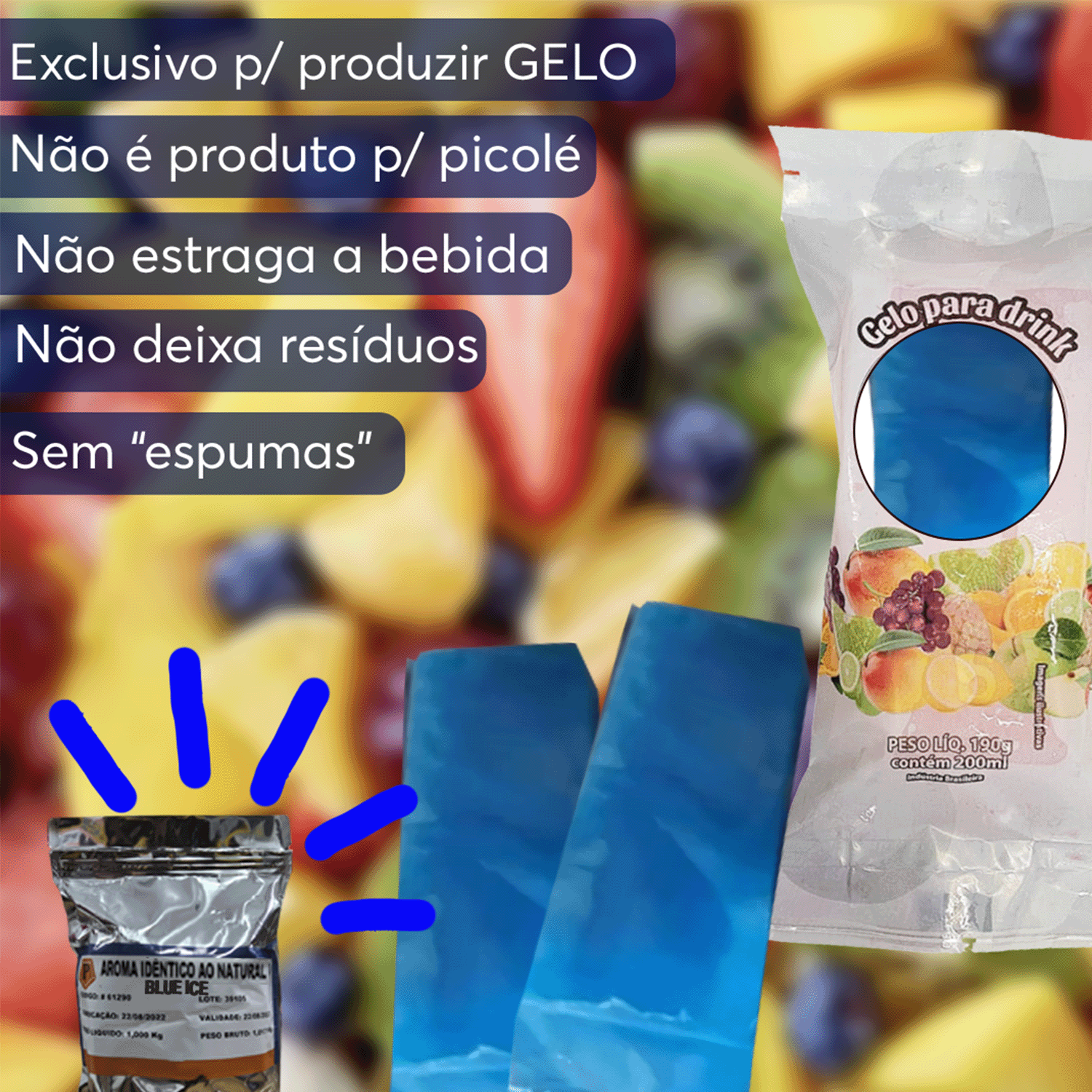 Aroma Concentrado em Pó para Gelo Saborizado - Sabor Blue Ice - Biz ...
