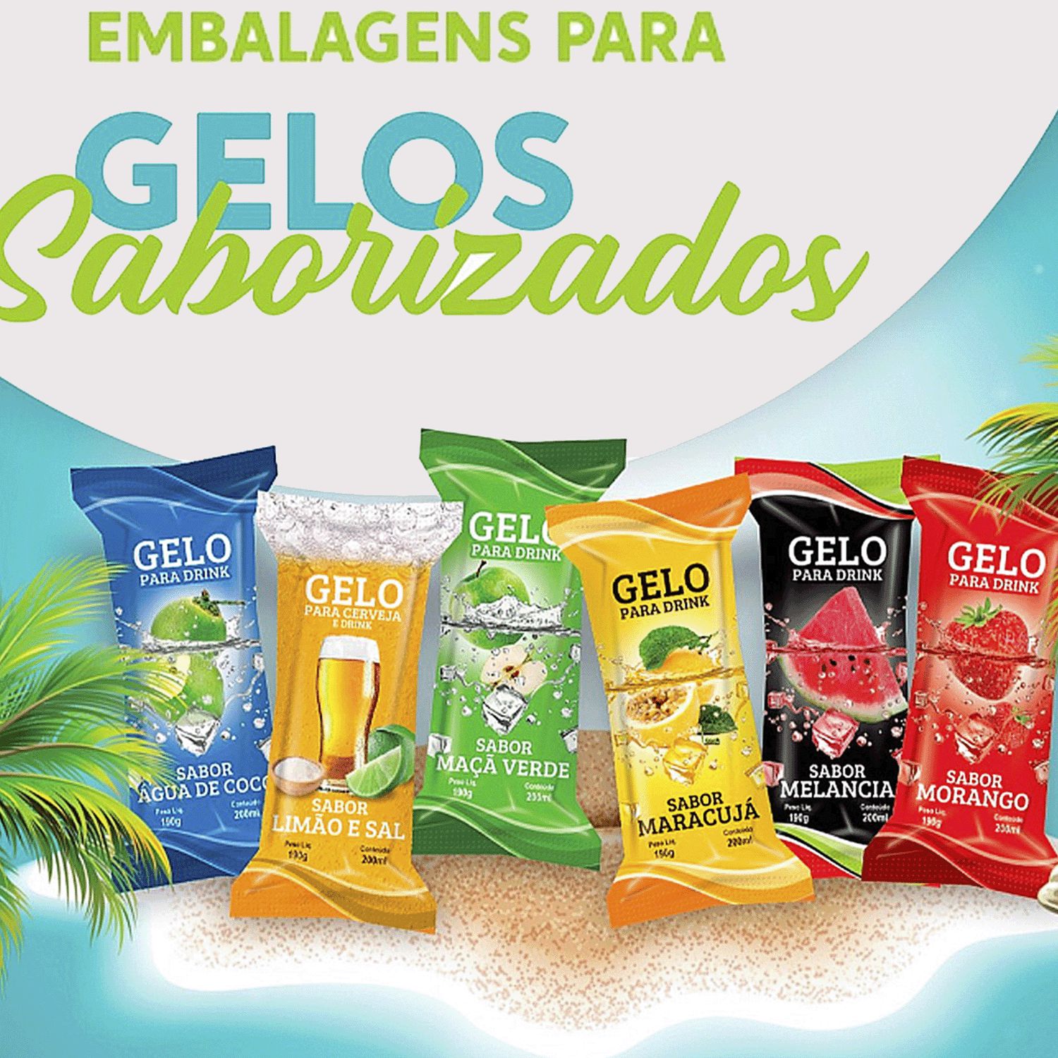 Embalagem Saco BOPP PEROLIZADO para Gelo Saborizado - Biz Embalagens