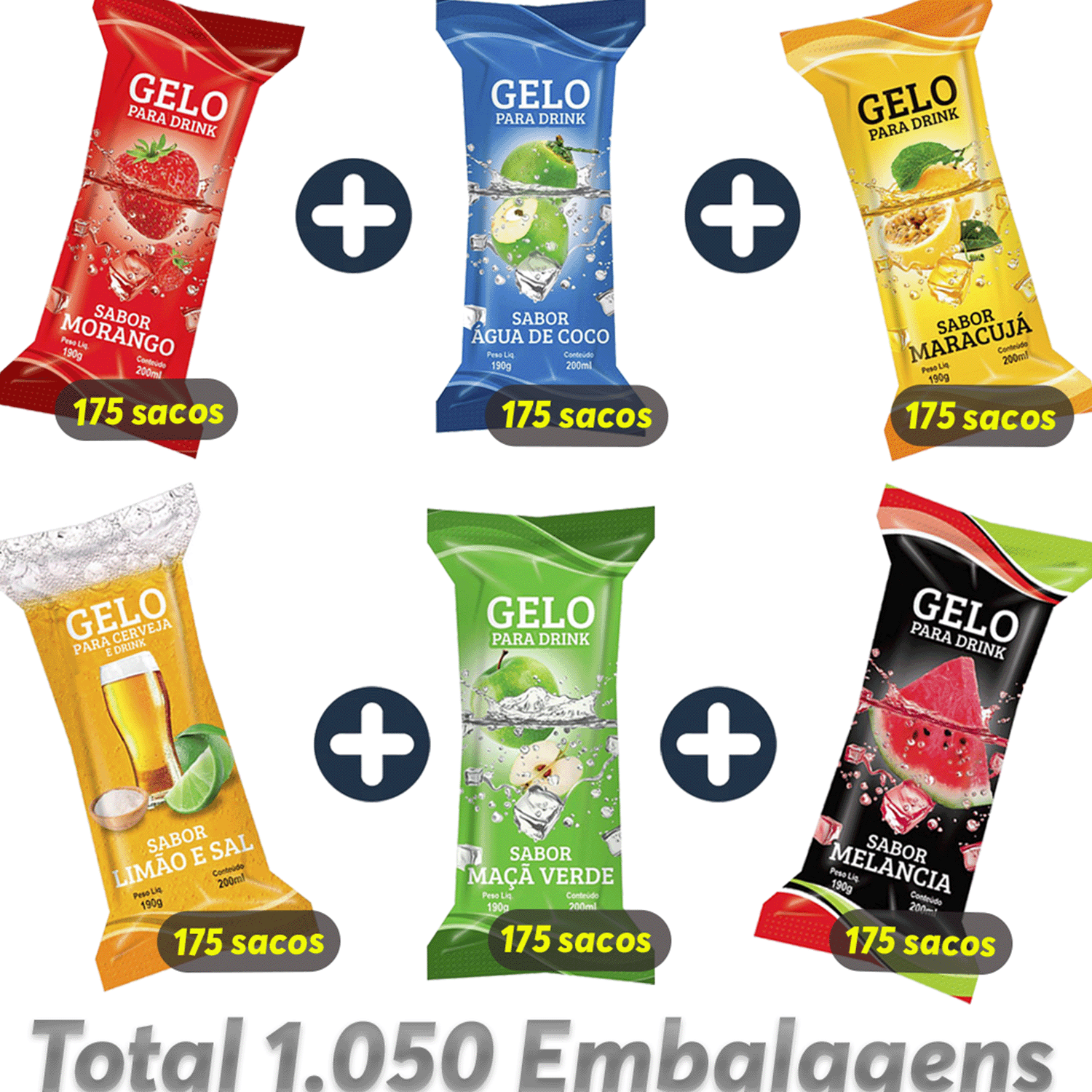 Saco BOPP Pérola 9,5x21 - KIT 6 PCTS / 6 SABORES - Biz Embalagens