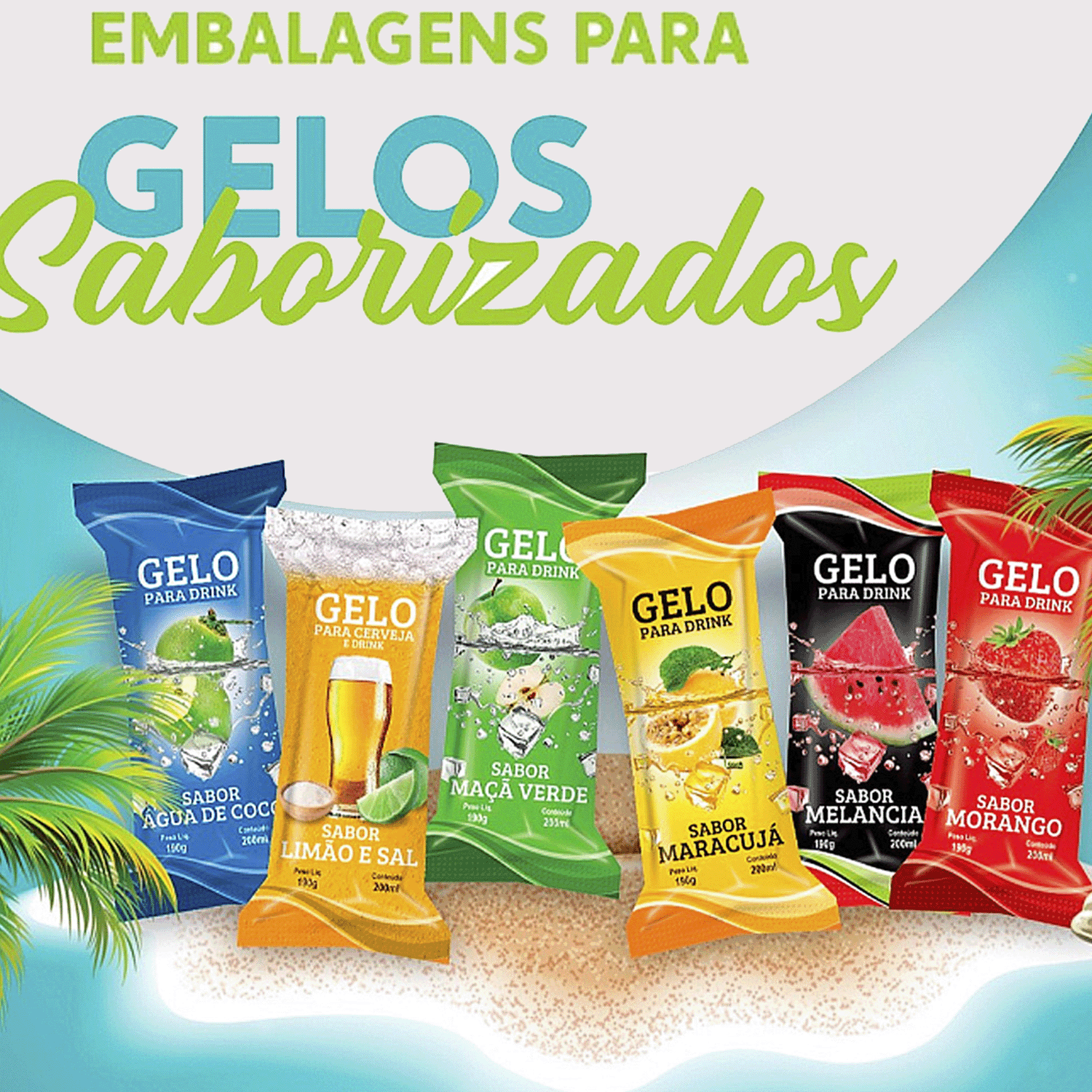 Saco BOPP Pérola 9,5x21 - KIT 6 PCTS / 6 SABORES - Biz Embalagens