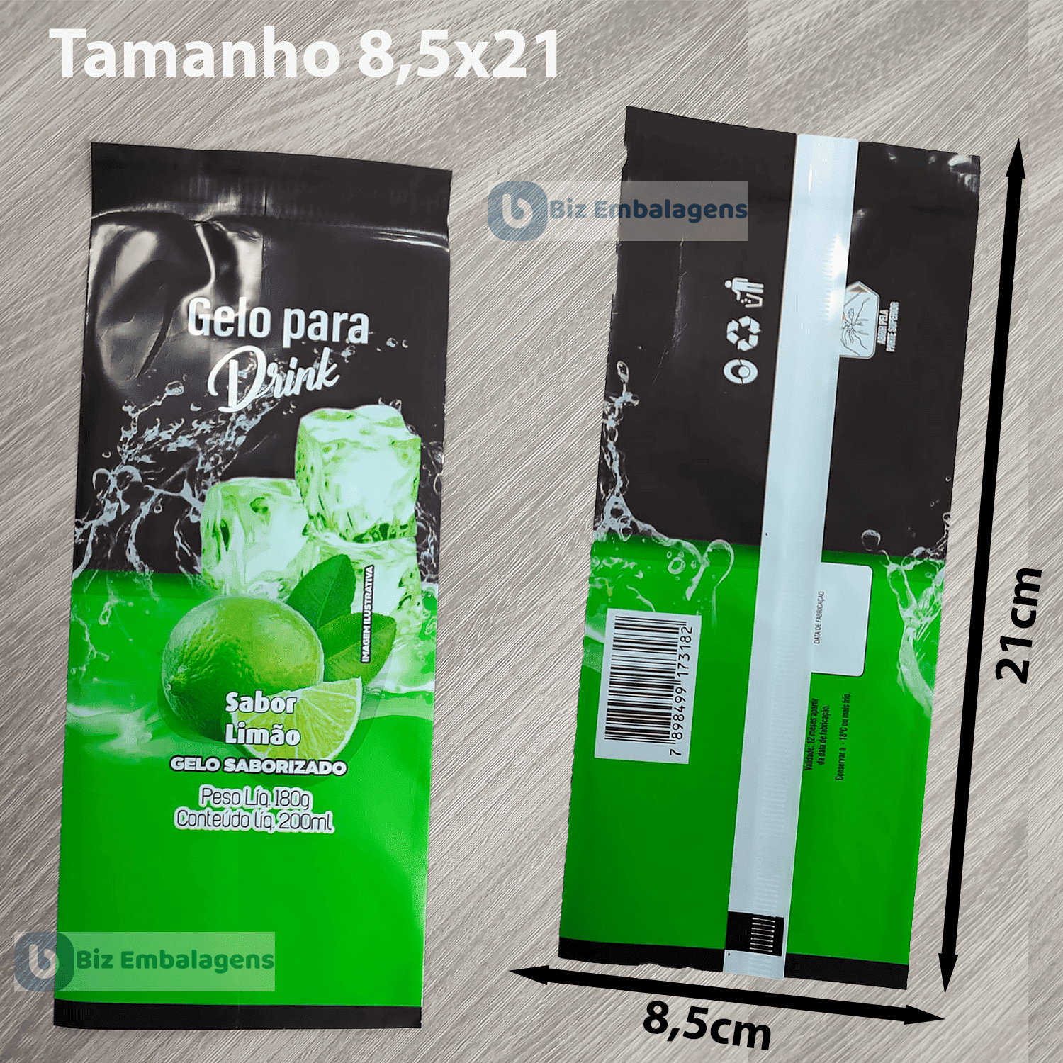 Embalagem BOPP Perola para Gelo Saborizado - Sabores - Biz Embalagens