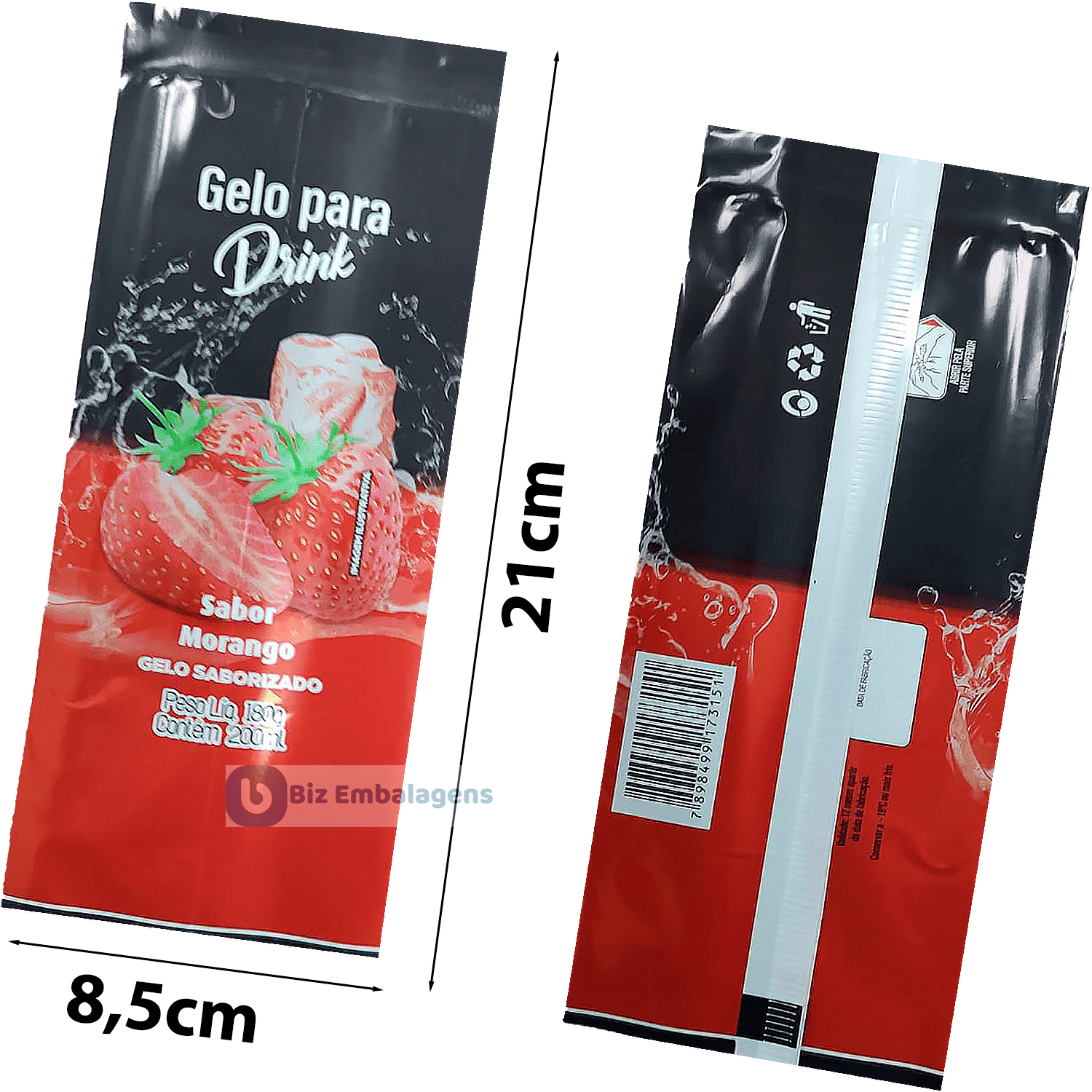 Embalagem BOPP Perola para Gelo Saborizado - Sabores - Biz Embalagens
