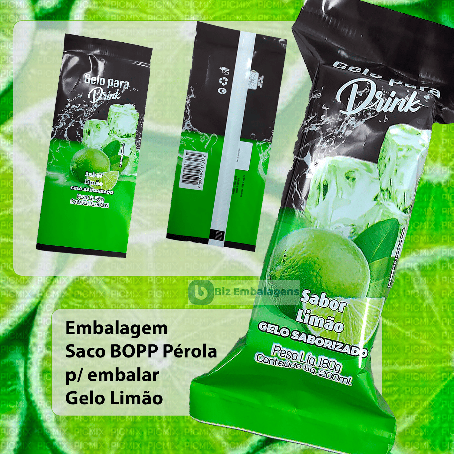 Embalagem BOPP Perola para Gelo Saborizado - Sabores - Biz Embalagens