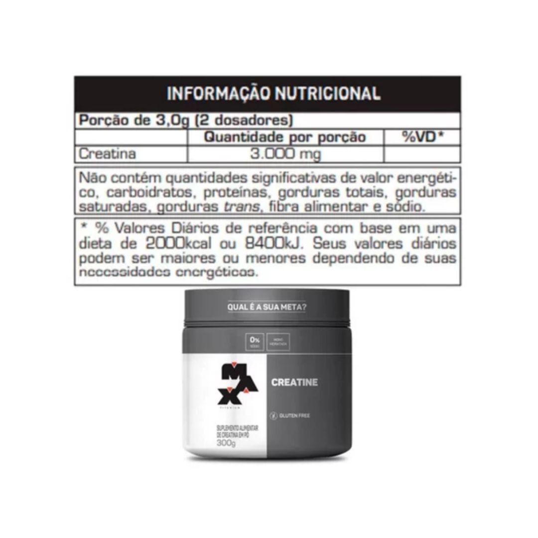 Creatina Monohidratada em Pó Sem Glúten Max Titanium - 150g - Meu ...