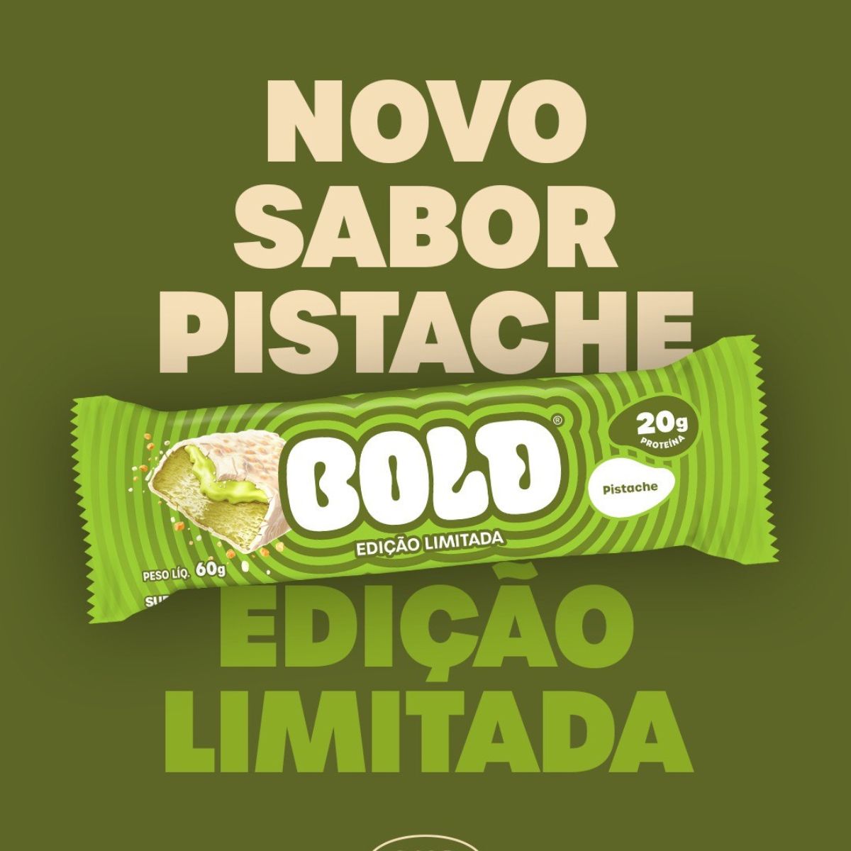 Barrinha de Proteína Bold Bar Pistache Zero Açúcar - Caixa 12 unidades ...