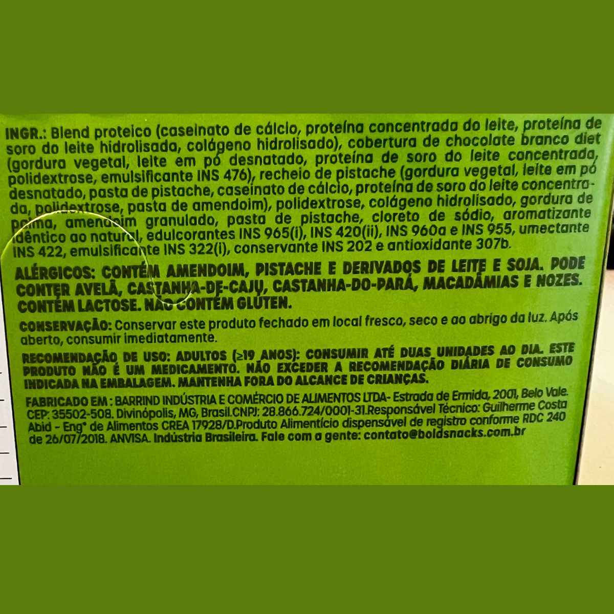 Barrinha de Proteína Bold Bar Pistache Zero Açúcar - Caixa 12 unidades ...