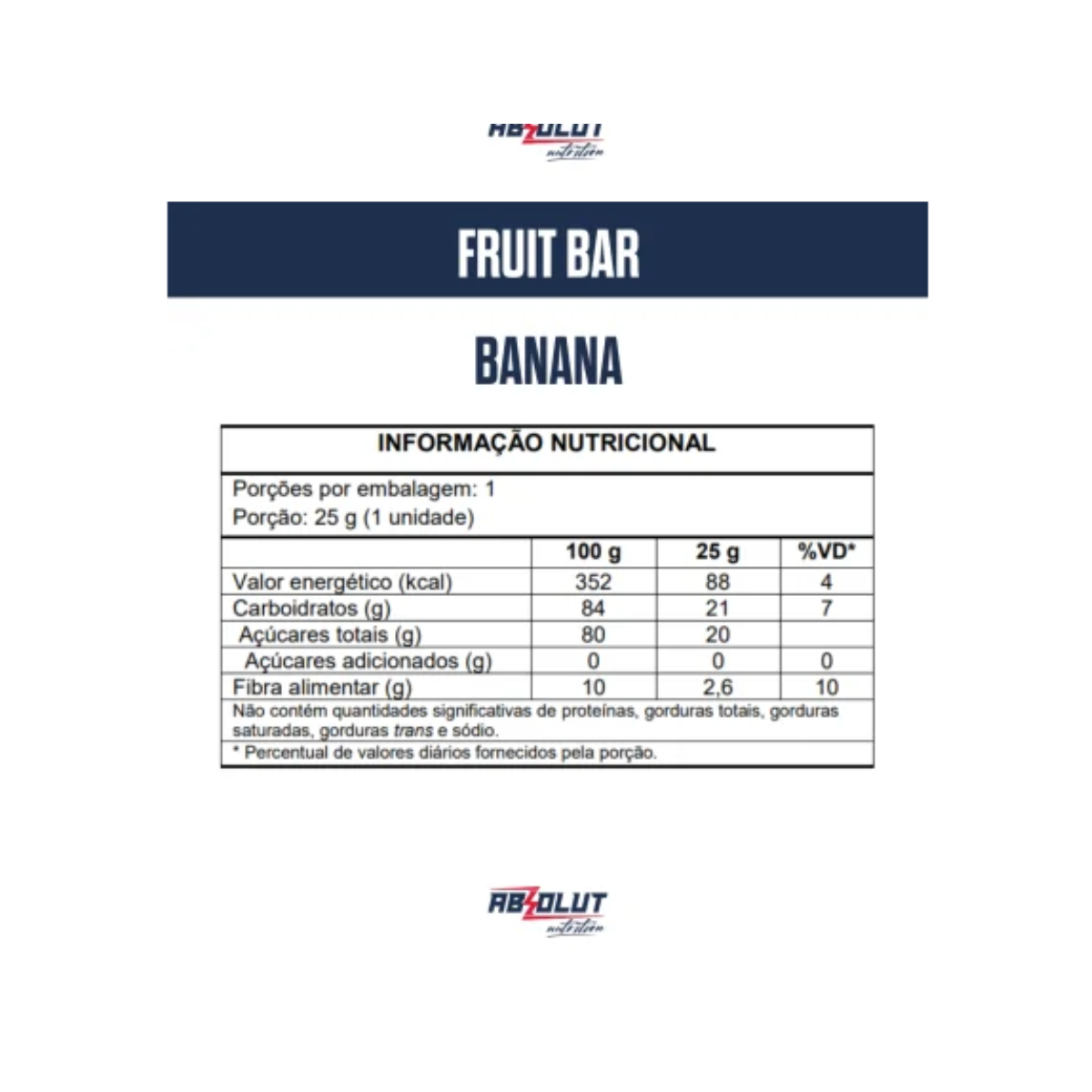 Bananinha Fruit Bar Sem Açúcar Absolut Nutrition - Caixa 12 un - Meu ...