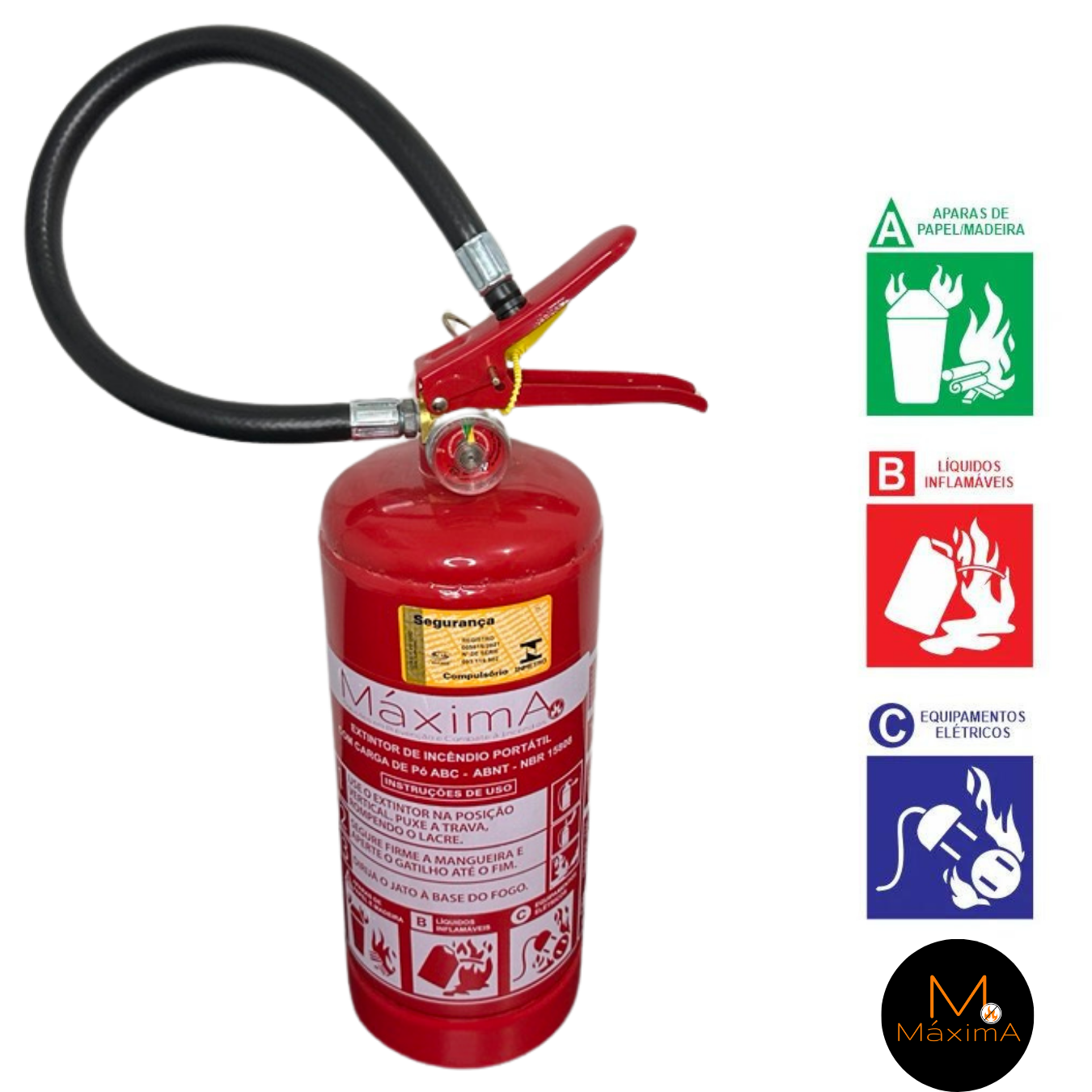 Extintor Pó Químico ABC 4Kg com Suporte de Parede - Máxima - Produtos ...