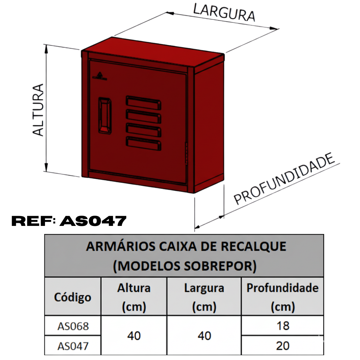 Abrigo de Hidrante Recalque 40X40X20cm Sobrepor - Máxima - Produtos de ...