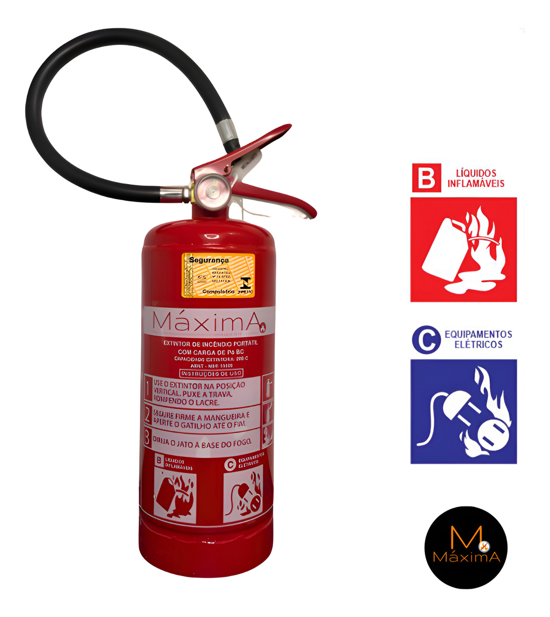 Extintor Pó Químico BC 4kg - acompanha Suporte de Parede - Máxima ...