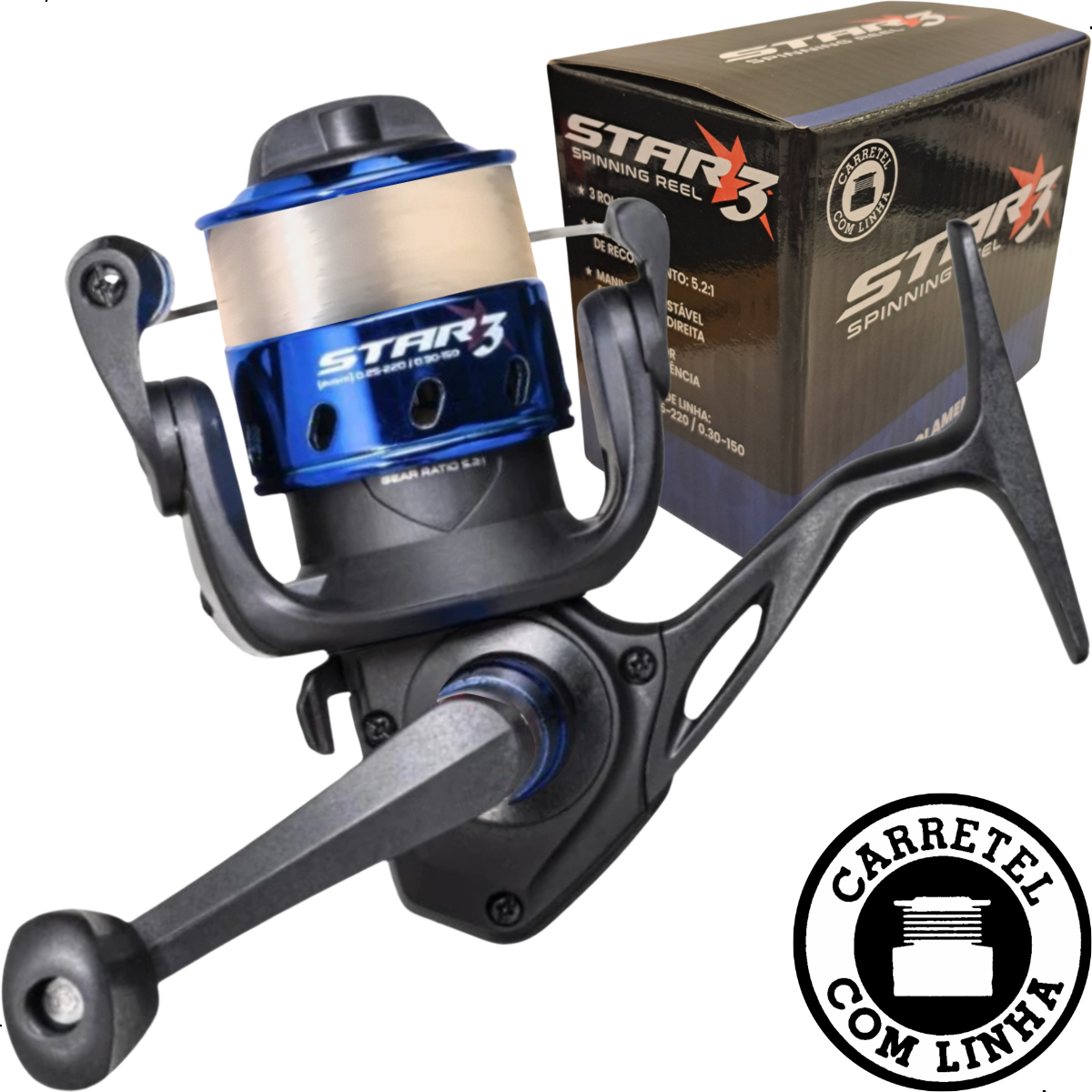 Molinete Star3 3Rol. 5.2:1 Com Linha Marine Atacado - Distribuidora de ...