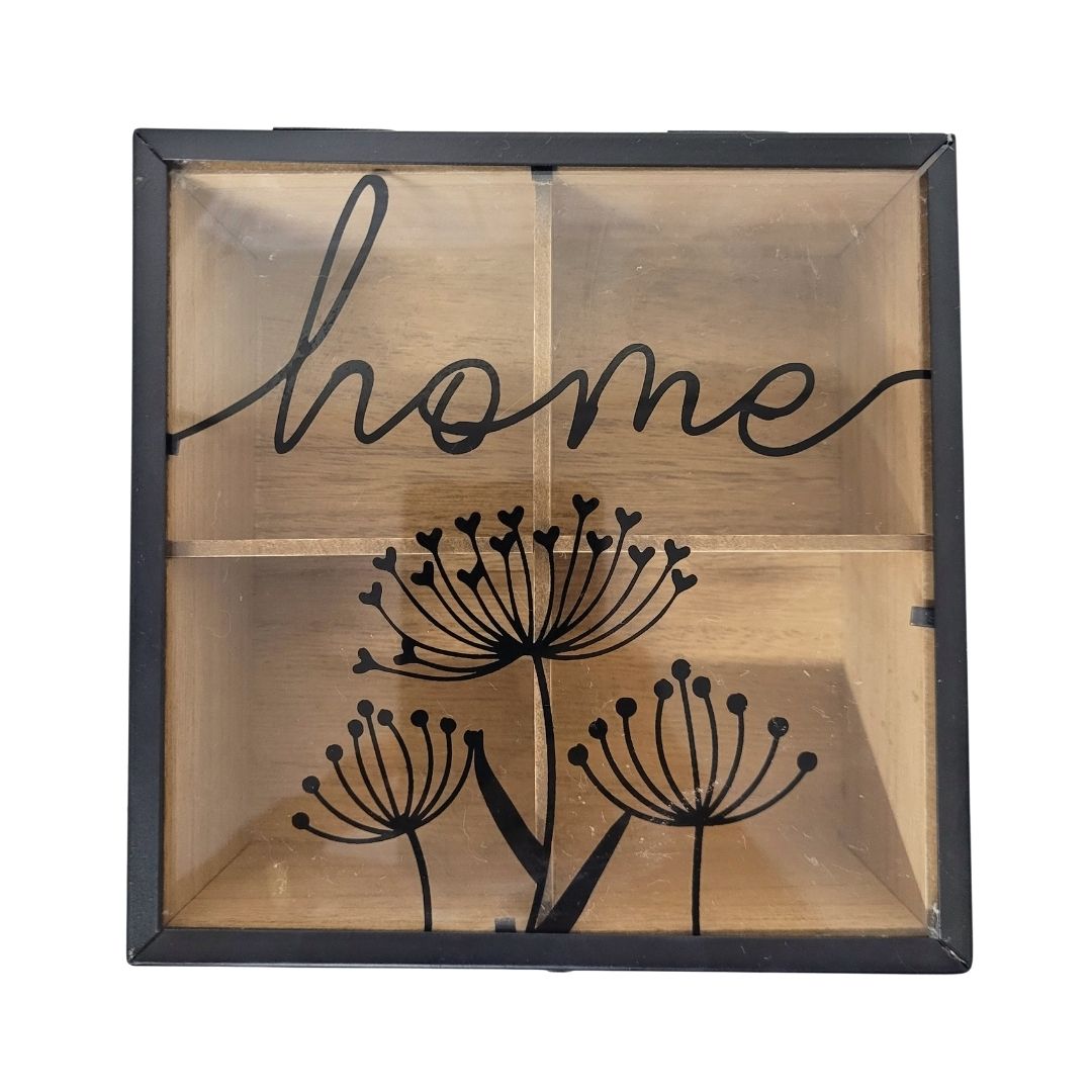 Caixa Decorativa Madeira 4 Divisórias Tampa Vidro Decor Home - Tuut ...