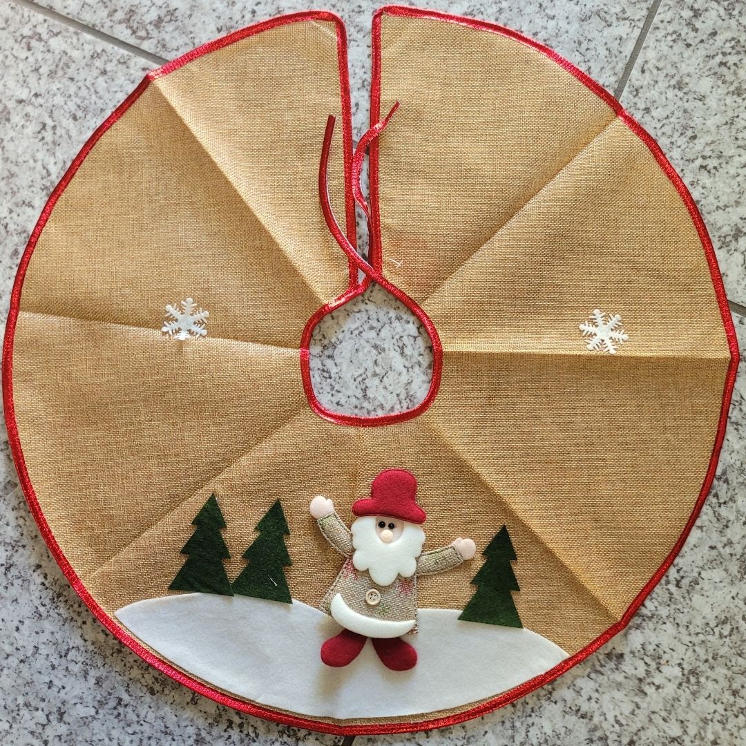 Saia para Árvore de Natal Decorada Rústica Bege Papai Noel 60cm ...