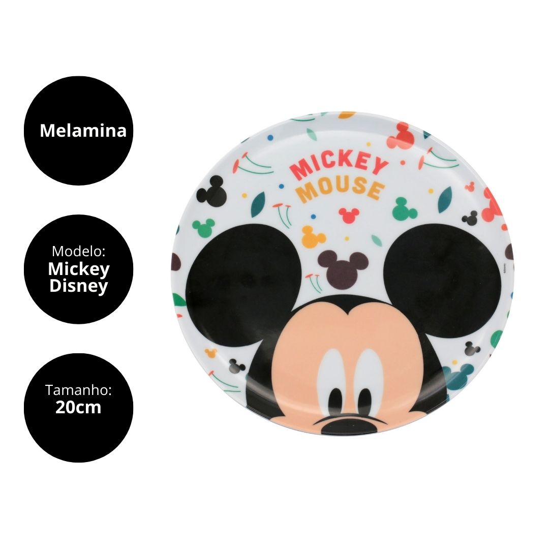 Prato Raso Melamina Infantil Mickey Mouse Disney 20cm - Tuut - Mundial ...