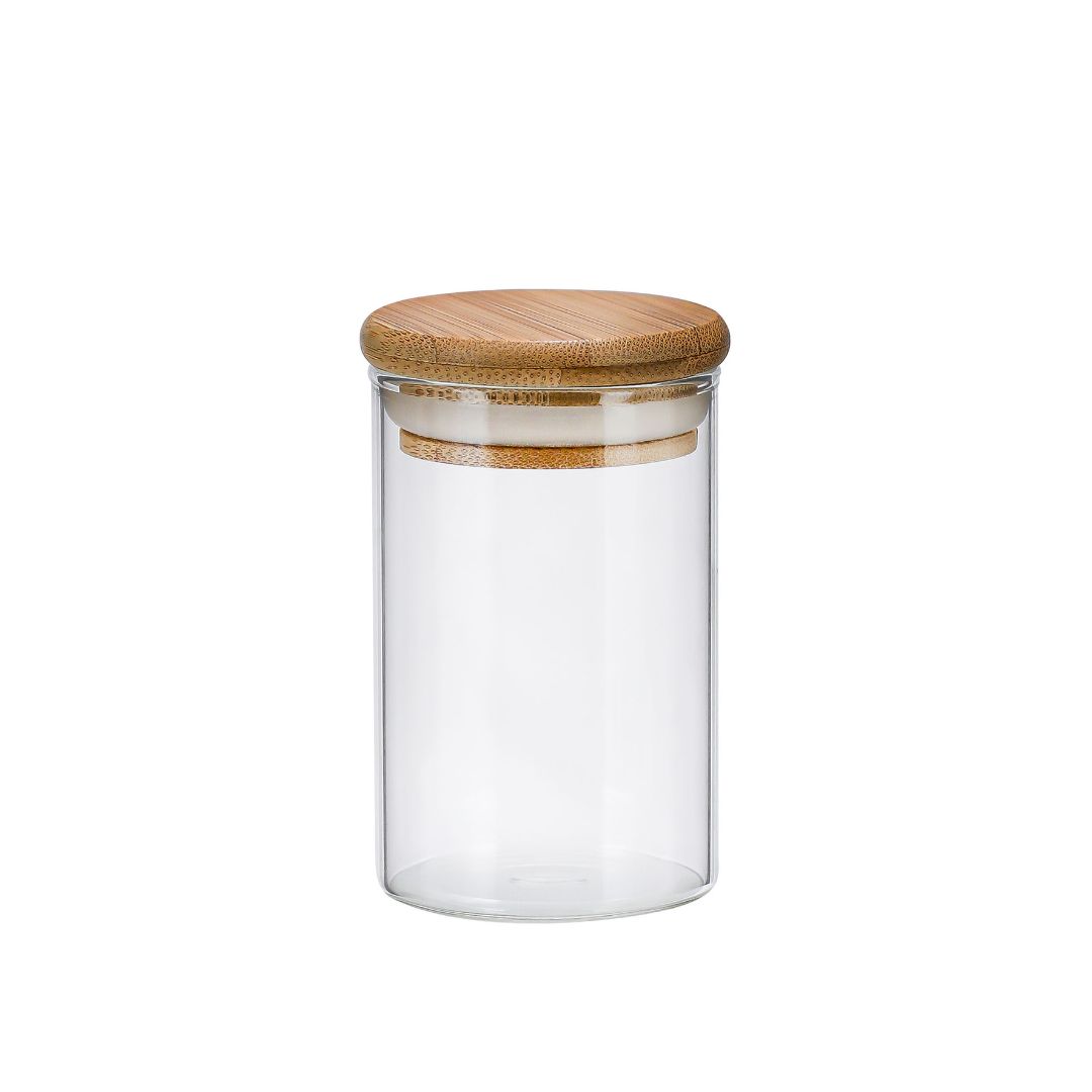 Pote Hermético Porta Temperos Vidro Borosilicato e Tampa Bambu 110ml ...