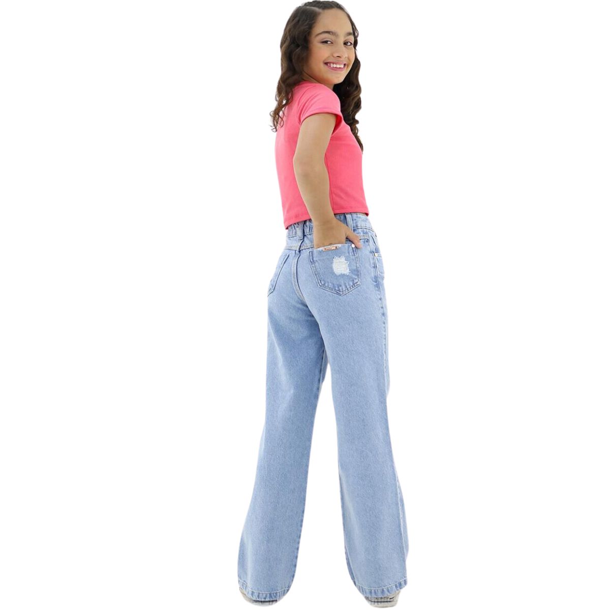 Calça Wide leg Jeans Infantil Juvenil Meninas Adolescentes - Maluket ...