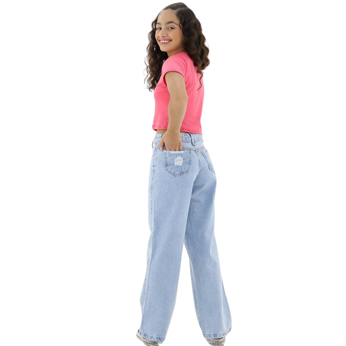 Calça Wide leg Jeans Infantil Juvenil Meninas Adolescentes - Maluket ...