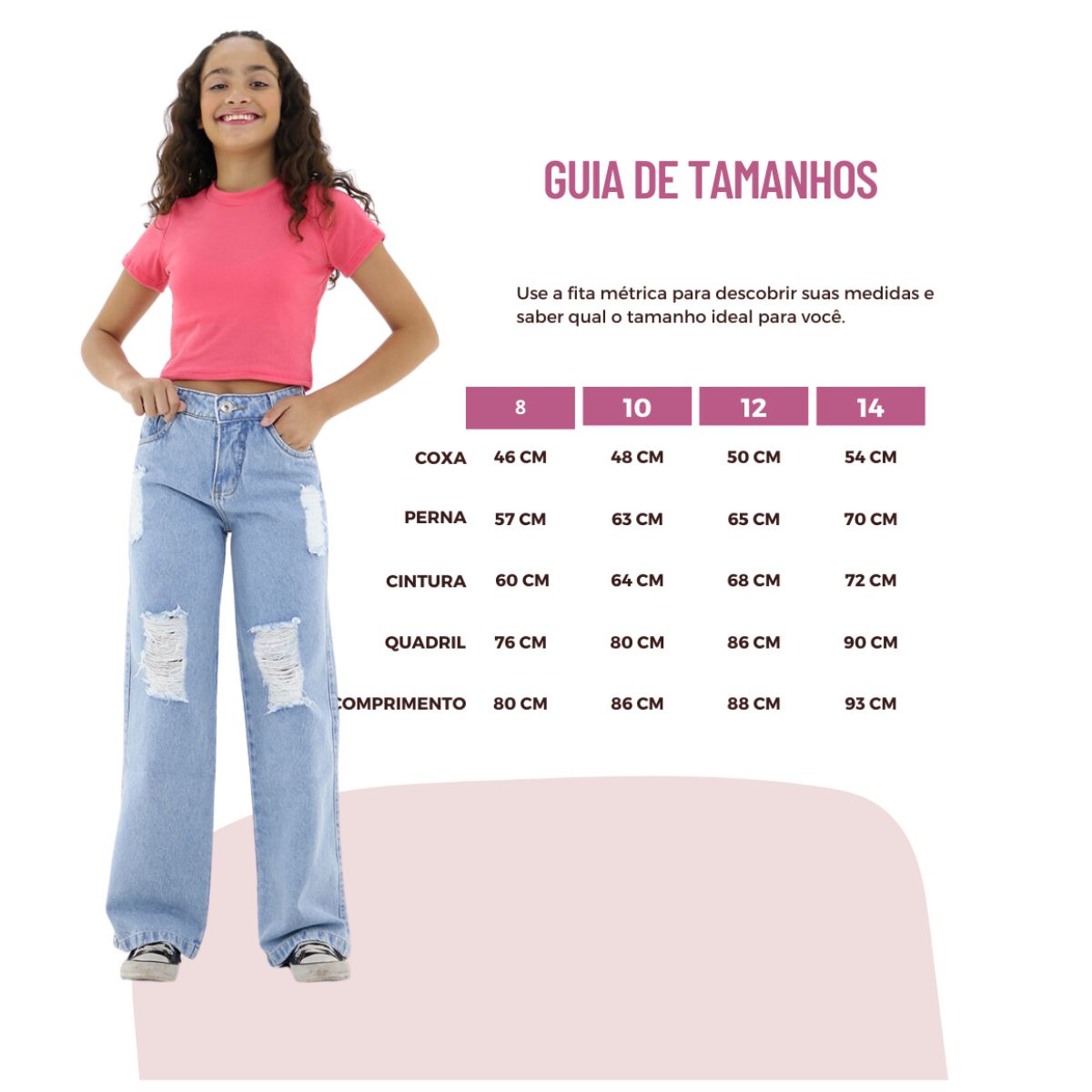 Calça Wide leg Jeans Infantil Juvenil Meninas Adolescentes - Maluket ...