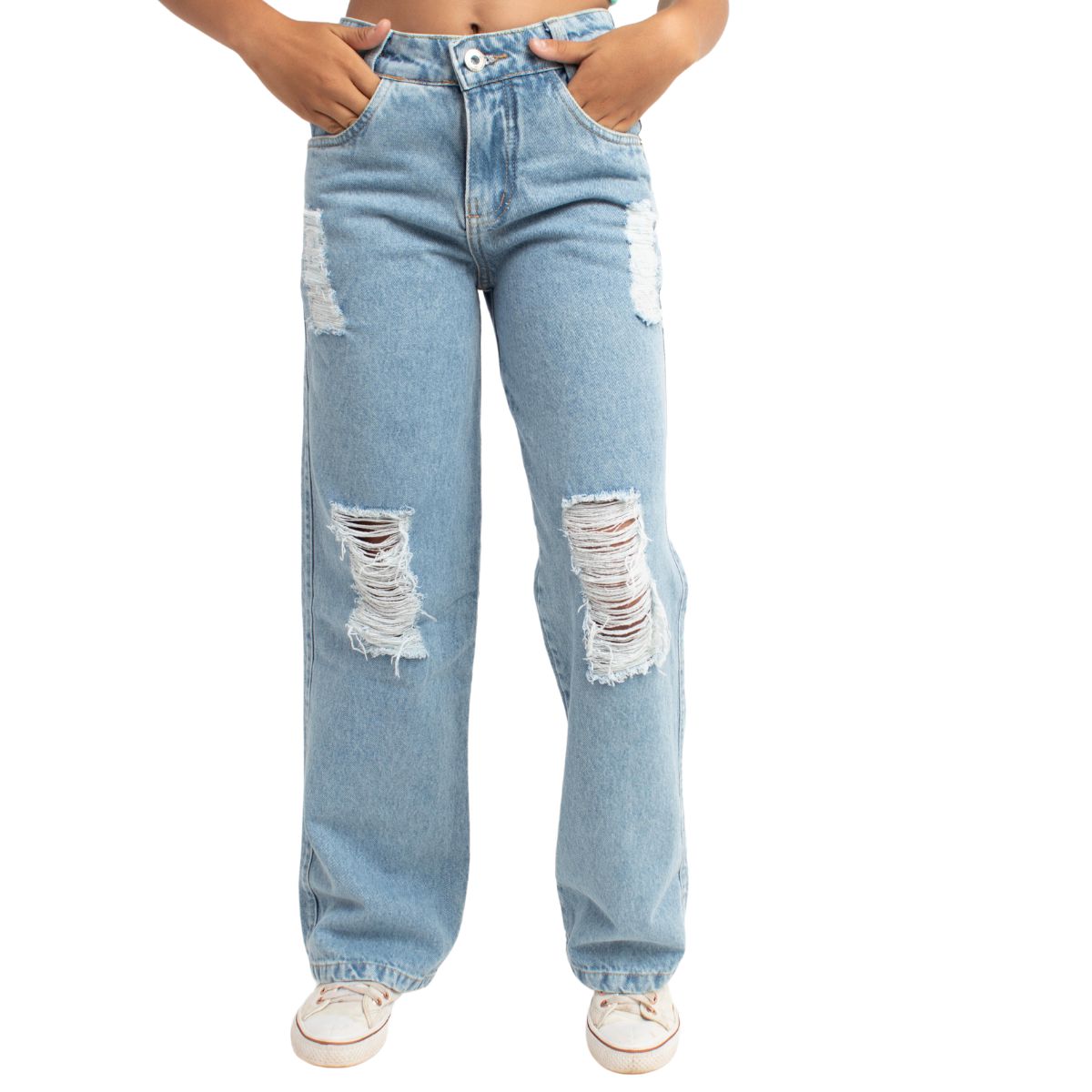 Calça Wide leg Jeans Infantil Juvenil Meninas Adolescentes - Maluket ...