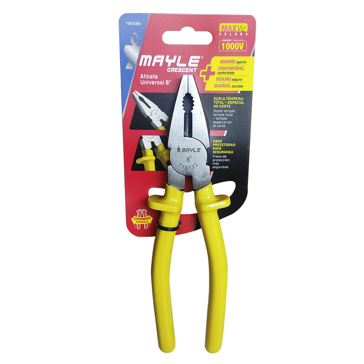 Alicate Universal 8" Cabo Amarelo Isolado 1000V MAYLE - Parafusos e Ferramentas Especiais