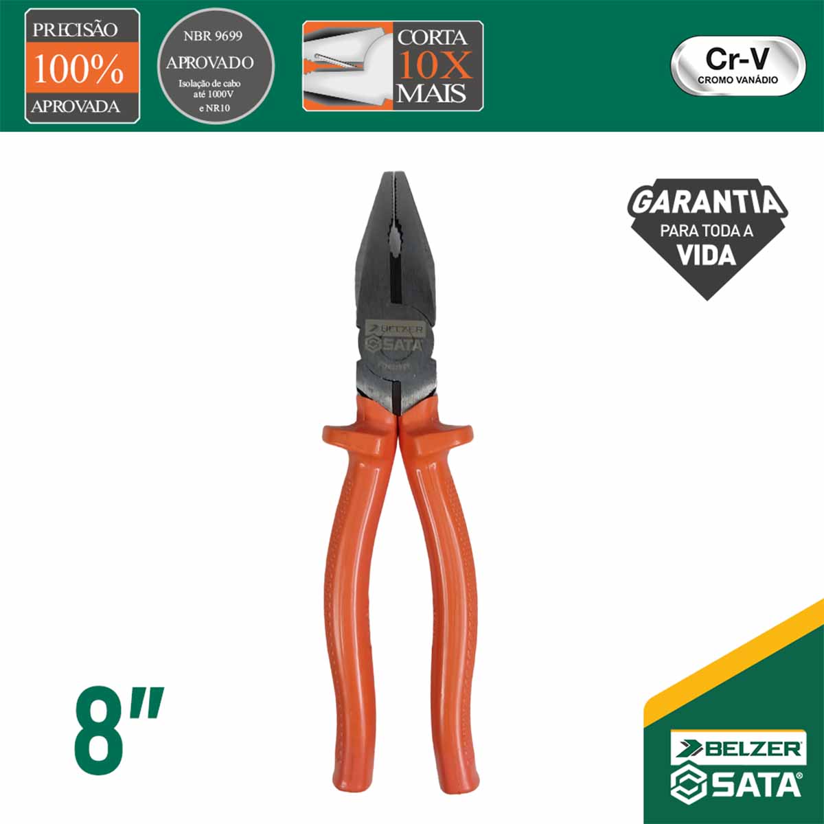 Alicate Universal 8 Polegadas Isolado 1000 Volts SATA BELZER - Parafusos e Ferramentas Especiais